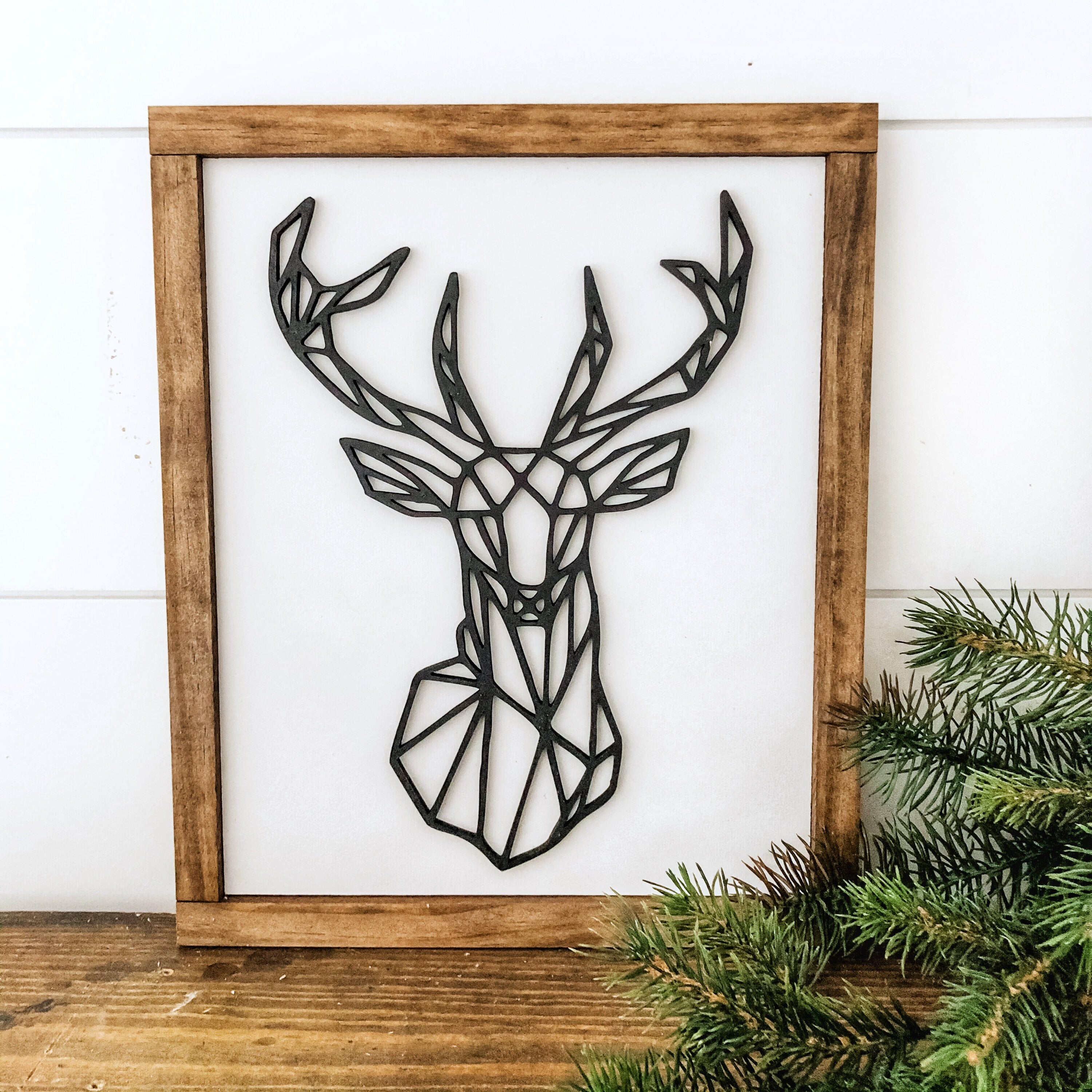 Geometric Deer Head Laser Cut Wood Sign – WillowBee Signs