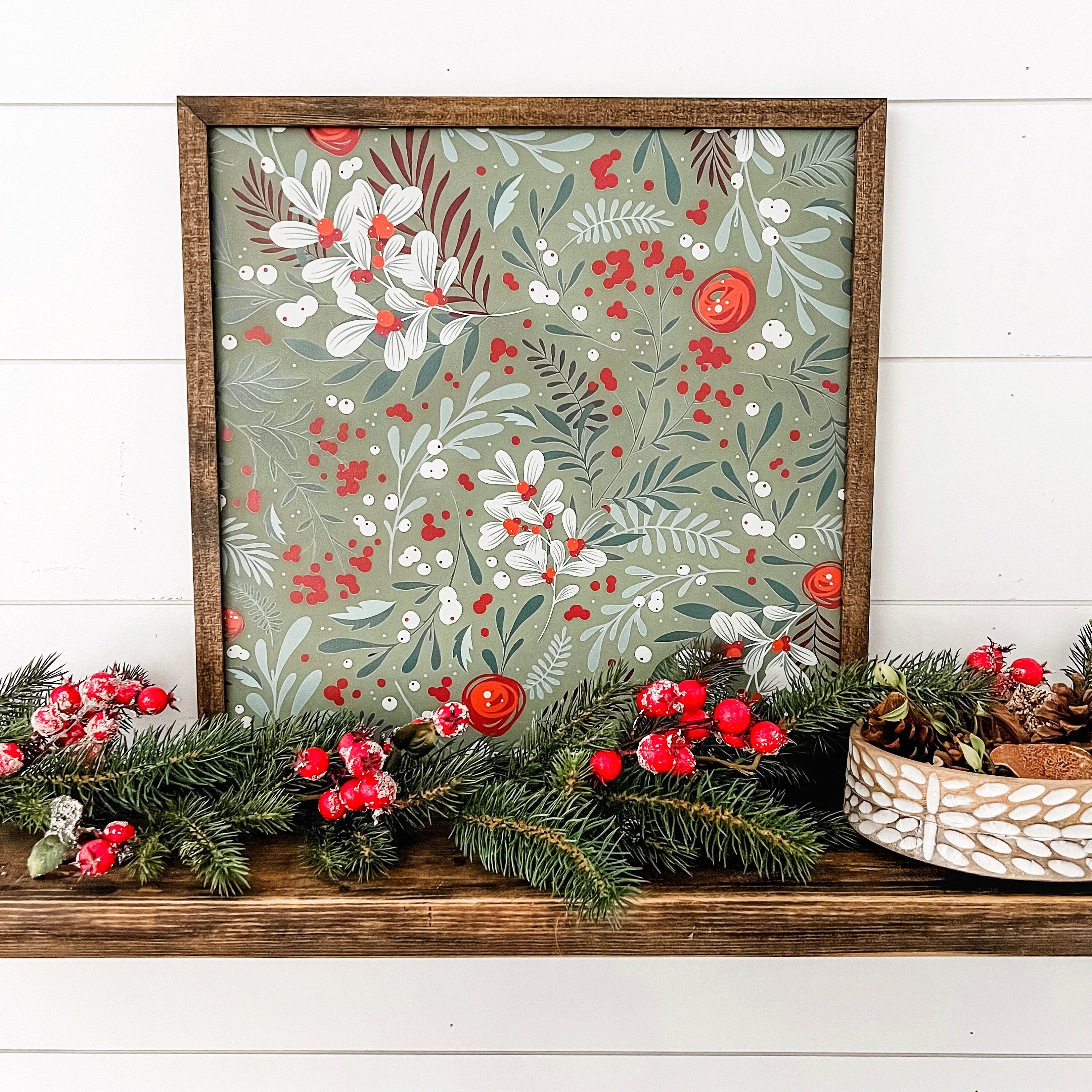 Winter Berry Christmas Floral Layering Sign – WillowBee Signs